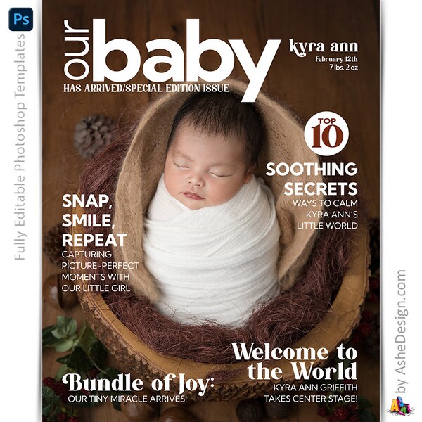 Baby Magazine Cover Template - Etsy