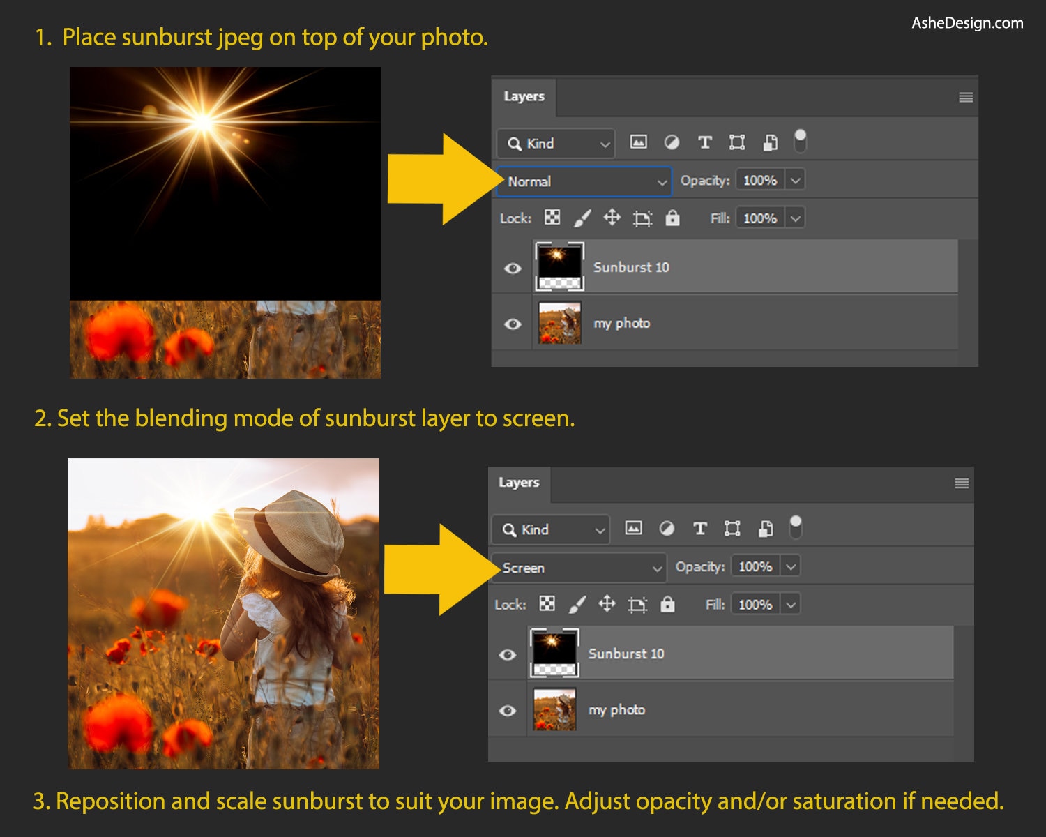Sunburst Photo Light Overlays, JPEG Sun Rays Add Natural Sun Bursts and ...