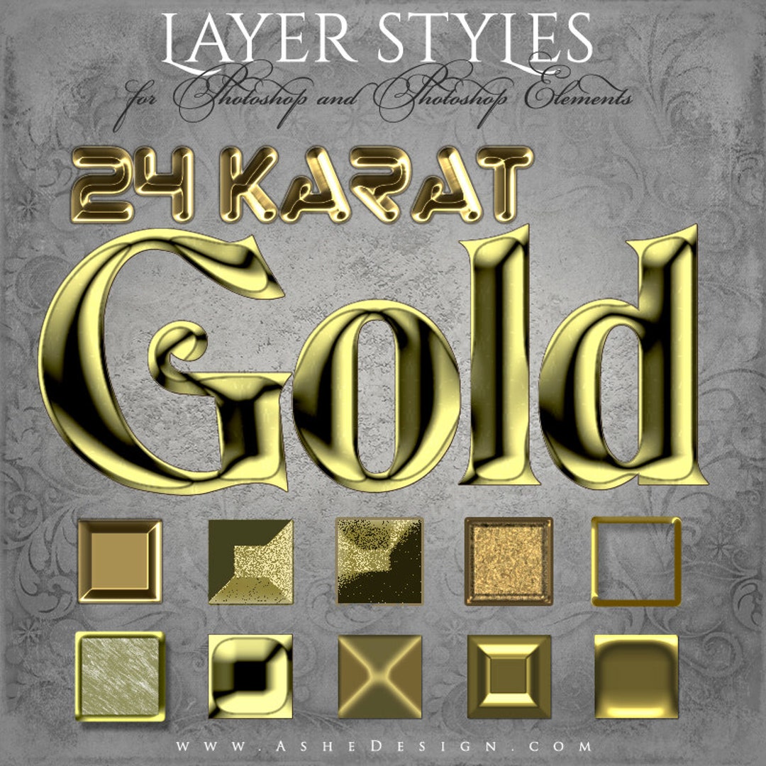 Photoshop Layer Styles Designer Gems 24kt GOLD 1 Photoshop Style File ...