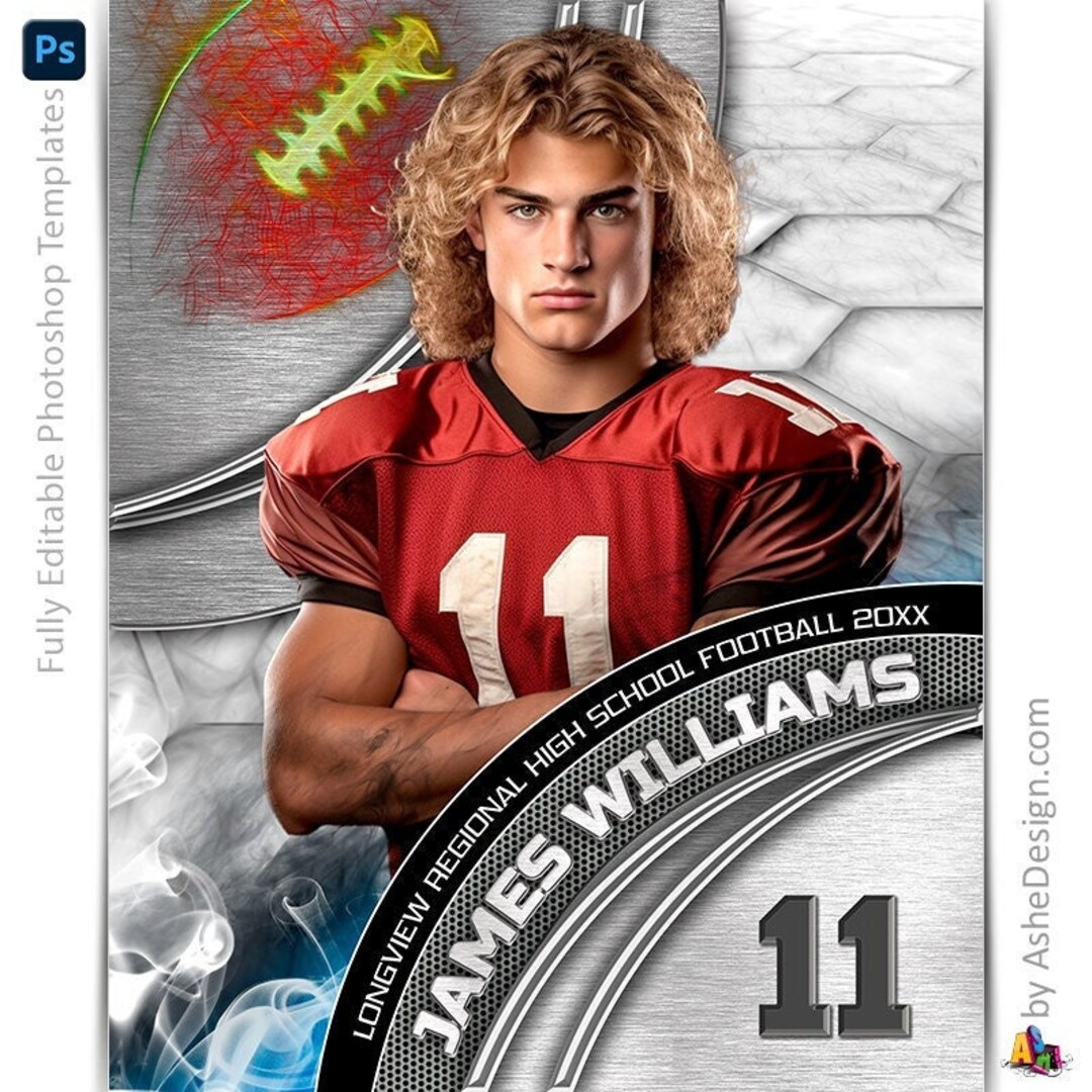 Photoshop Football Poster Template, Digital Sports Background Backdrop ...