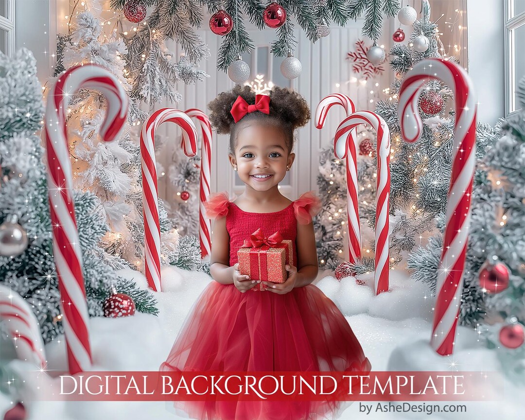 Candy Cane Door Digital-backdrop Photoshop Template, Studio Digital ...