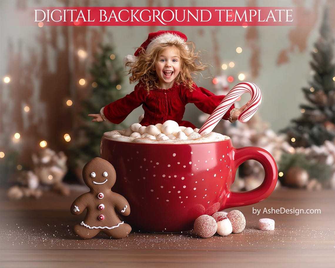 Christmas Cocoa - Digital-backdrop Photoshop Template, Studio Digital ...