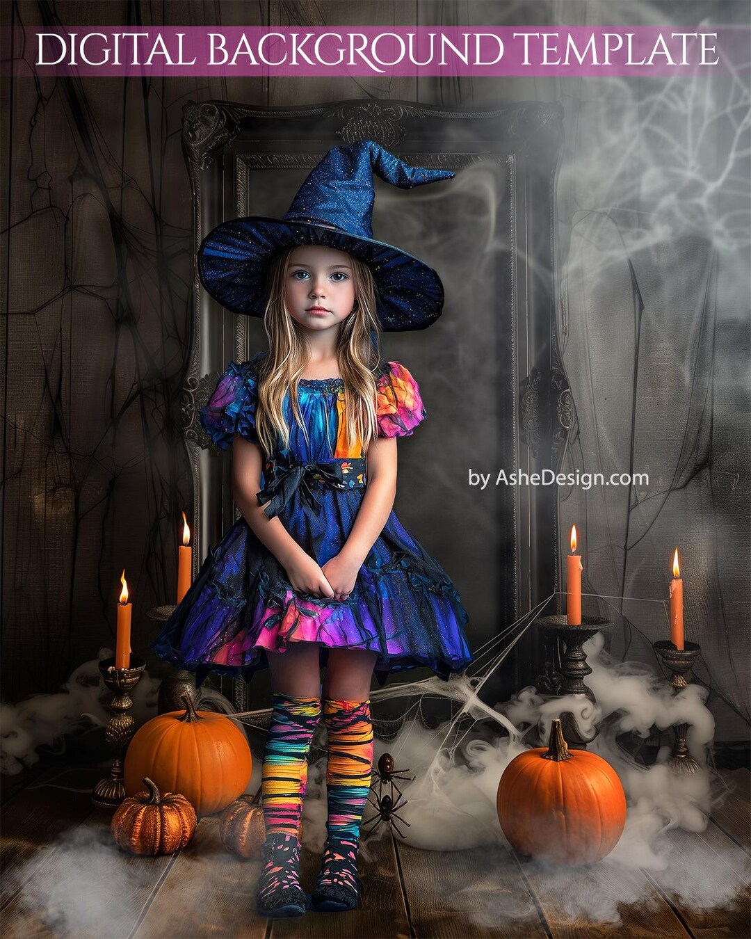 Spooky Halloween Digital-backdrop Photoshop Template, Studio Digital ...