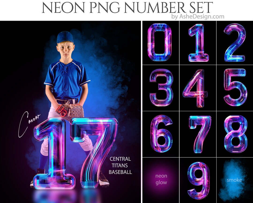 Neon 3D Digital PNG Sports Numbers, Neon Glass Digital Number Art Neon ...
