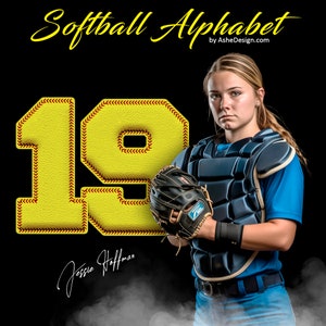 Softball Stitch Alphabet PNG Letter Set, Softball Lettering Clipart, 3D ...