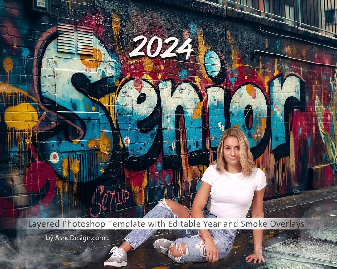 Graffiti Senior Digital-backdrop Photoshop Template, Studio Digital ...