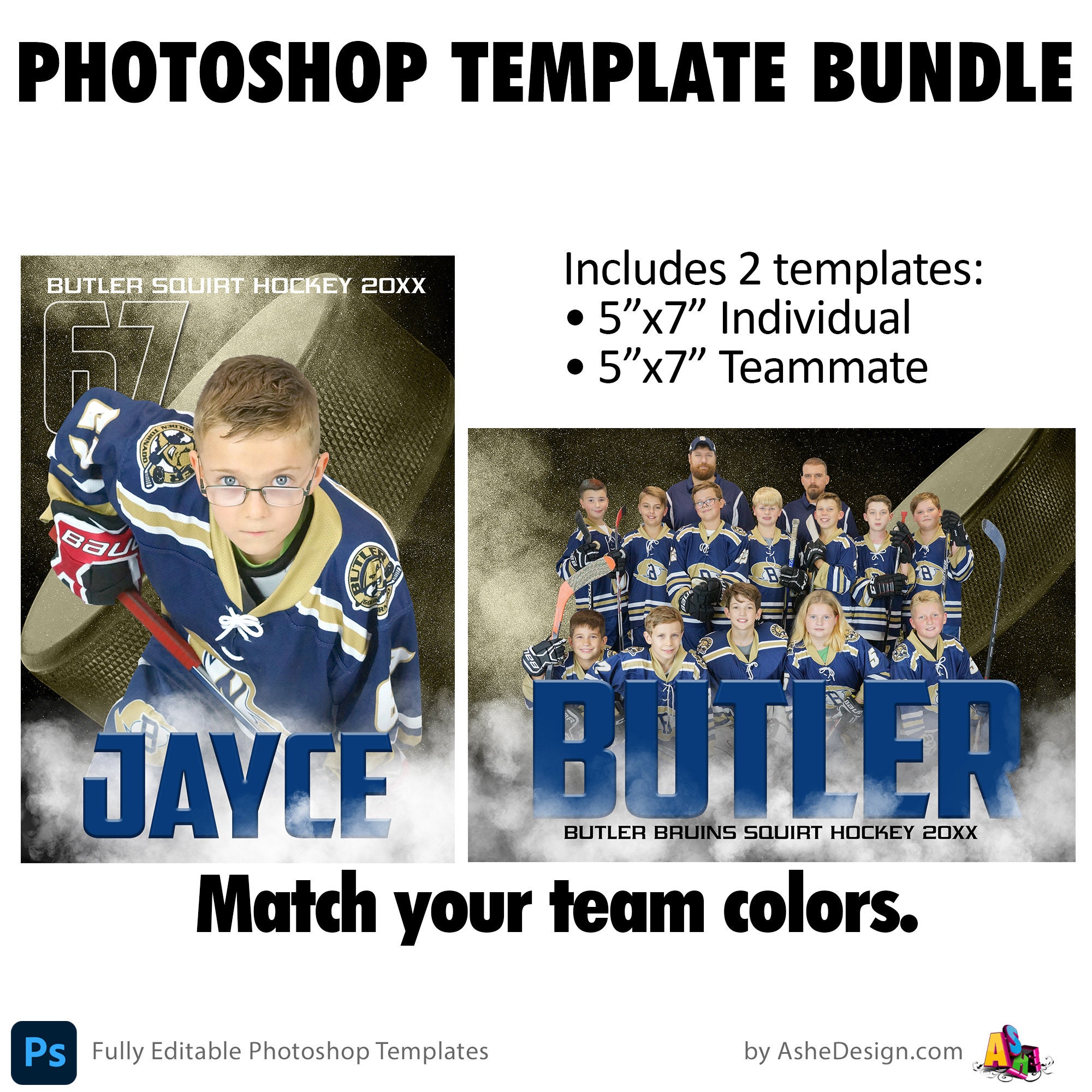 Photoshop Hockey PSD Template Bundle Includes 2x3 Senior Banner, 8x10 ...