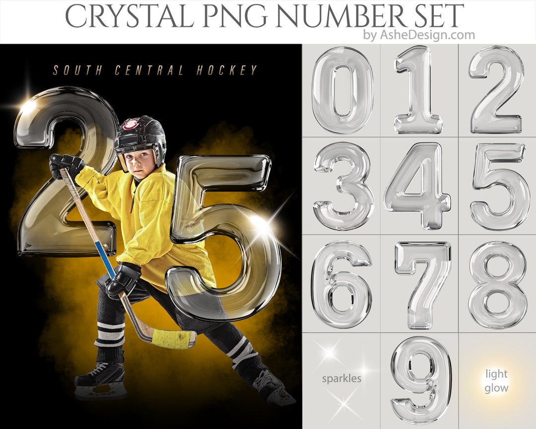 Crystal Digital PNG Sports Numbers, Clear Glass Digital Number Art PNG ...
