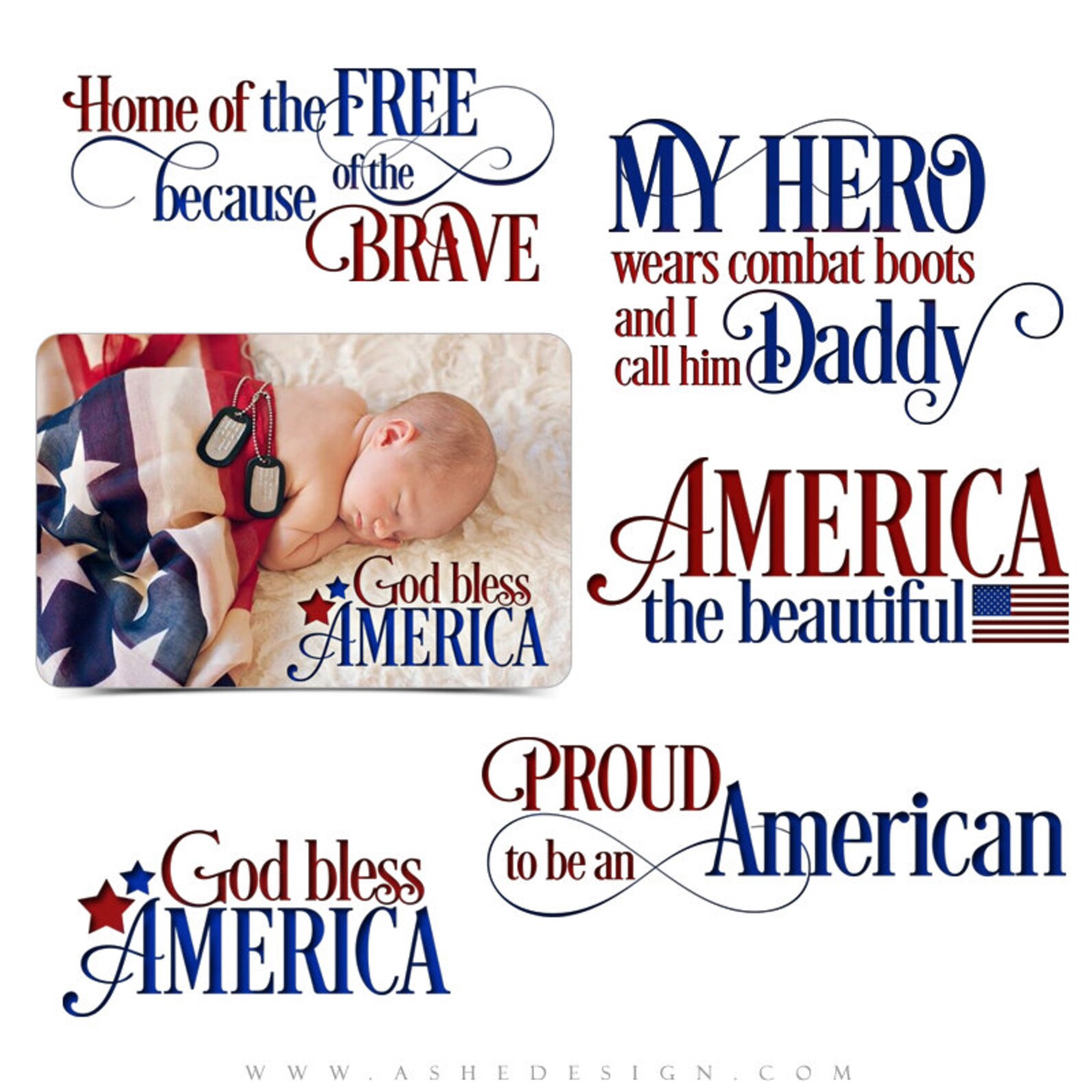 Patriotic Word Art Quotes Photo Overlays for Scrapbooking - Etsy