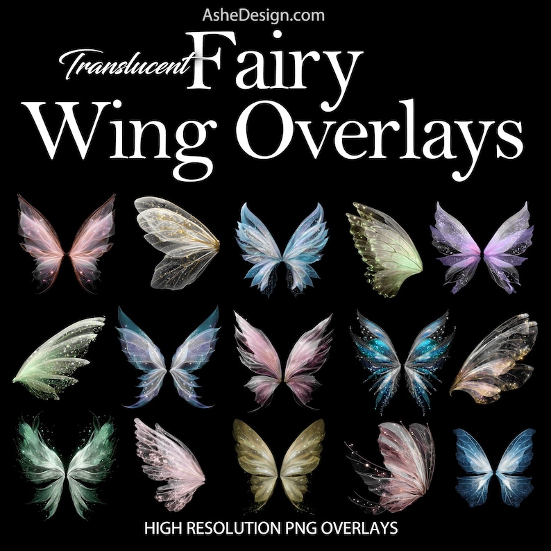PNG Overlays - Translucent Fairy Wings - (15) Photoshop .png Files ...