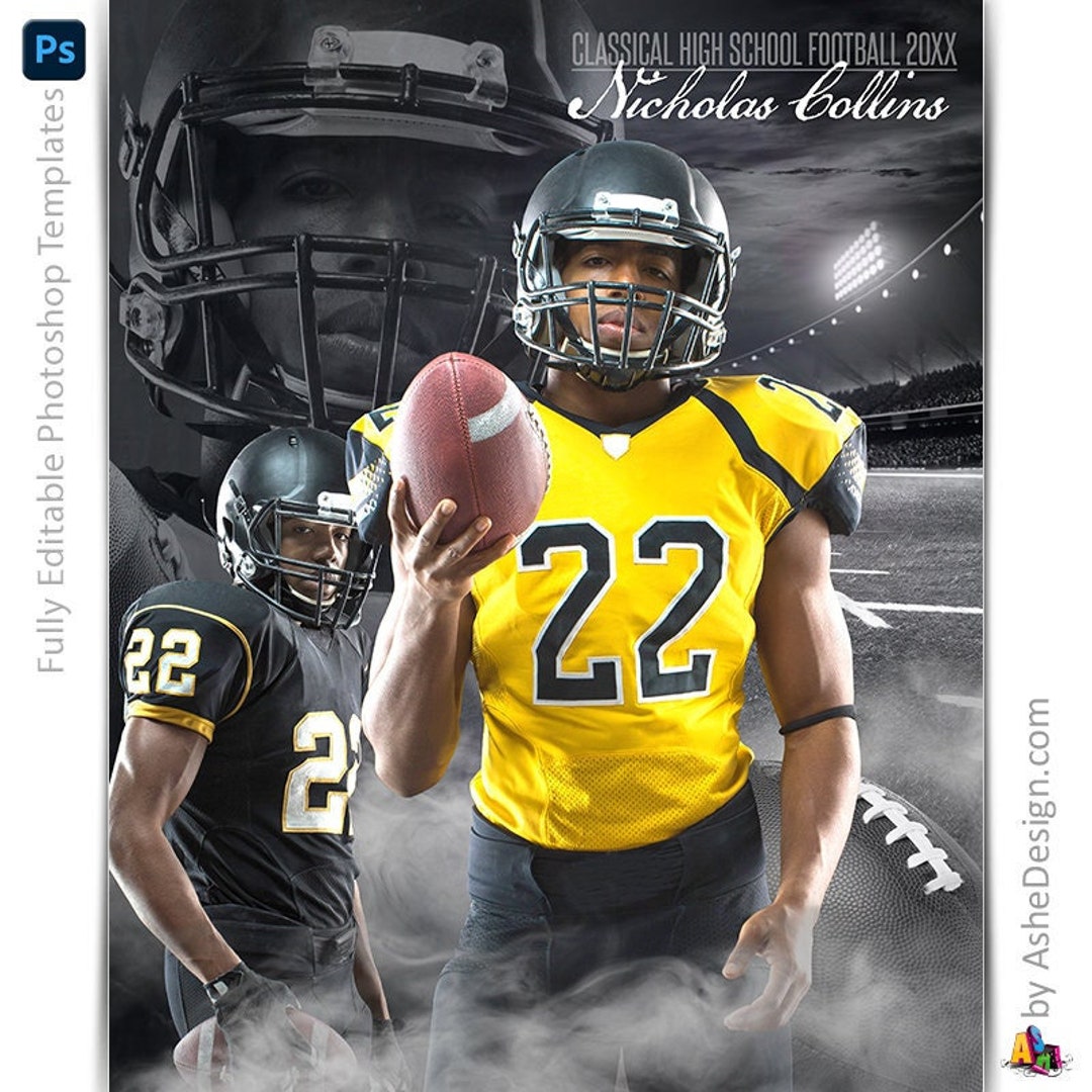 Photoshop Football Poster Template, Digital Sports Background Backdrop ...