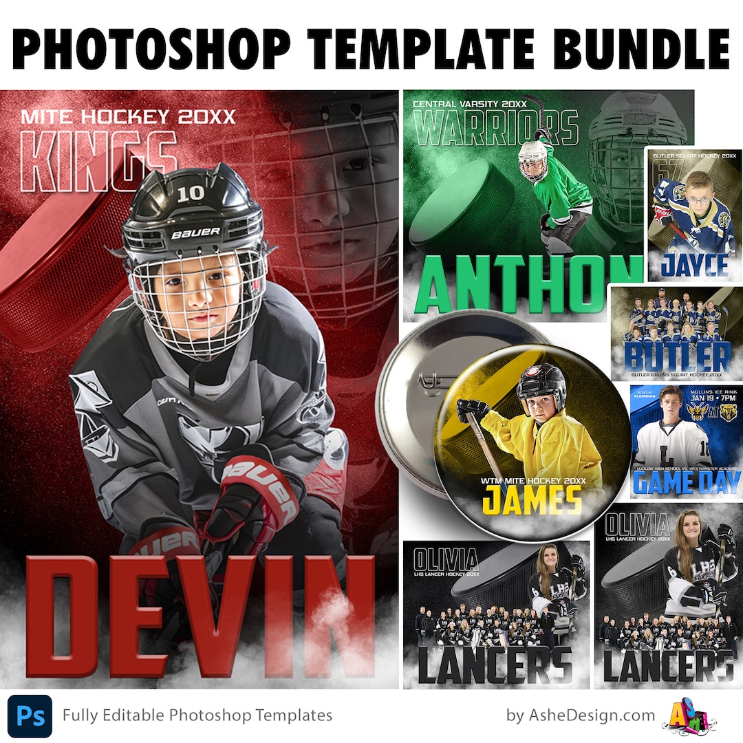 Photoshop Hockey PSD Template Bundle Includes 2x3 Senior Banner, 8x10 ...