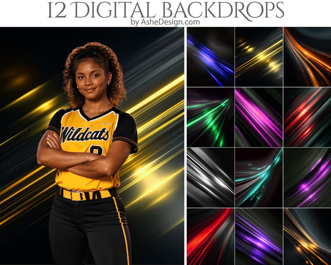 12 Diagonal Light Streaks Digital Photography Backdrops, Sports Studio ...