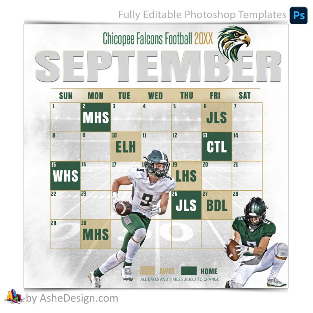 Game Schedule Social Media Photoshop Templates for Teams and ...