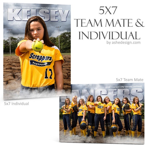 Softball Team Photoshop Template - Etsy