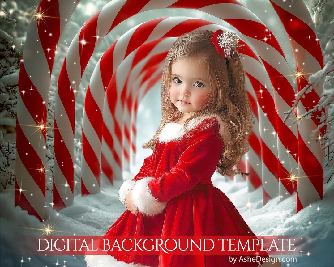 Candy Cane Arches Digital-backdrop Photoshop Template, Studio Digital ...