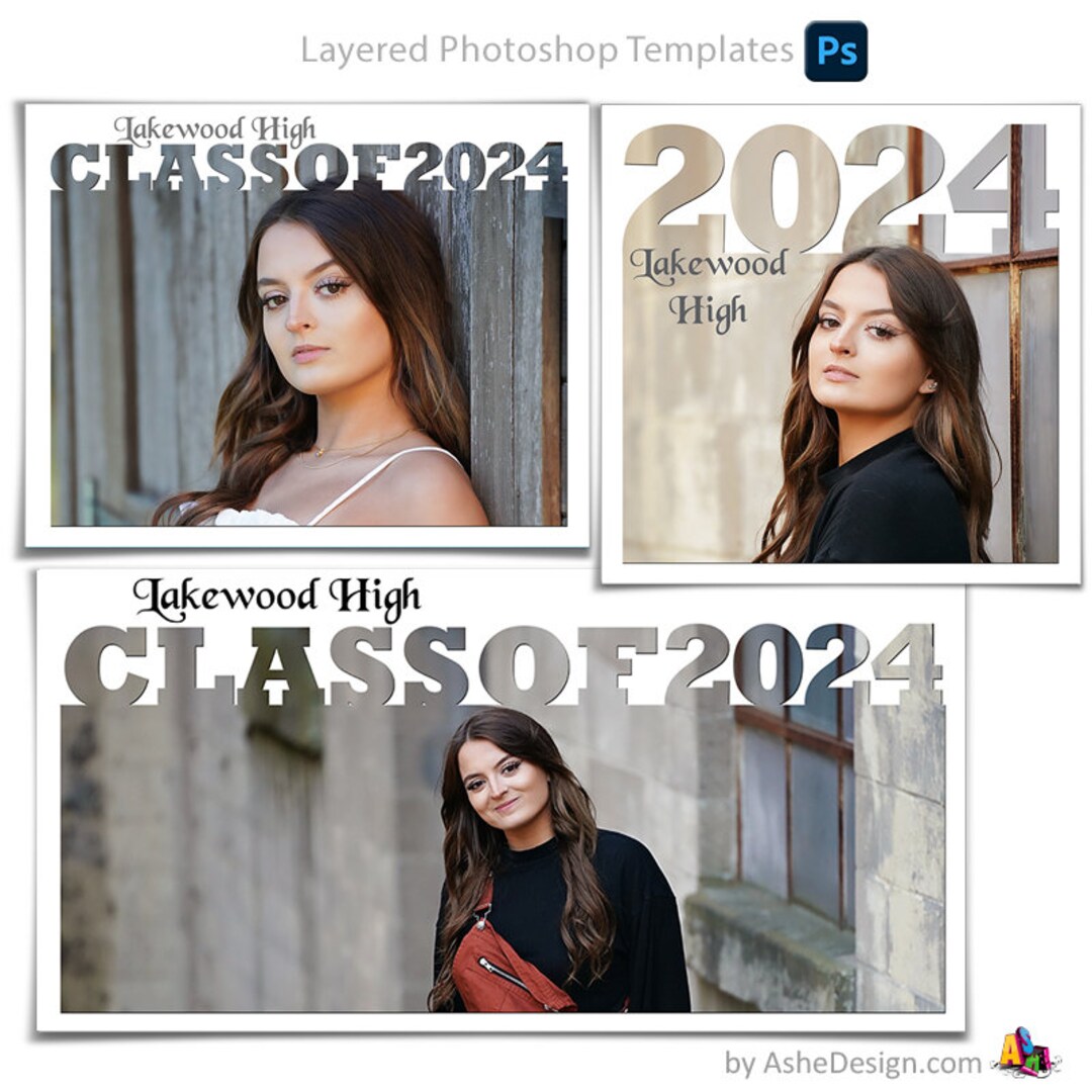 Senior Collage Set Senior Year 2024 3 Digital Photoshop Layered Files ...
