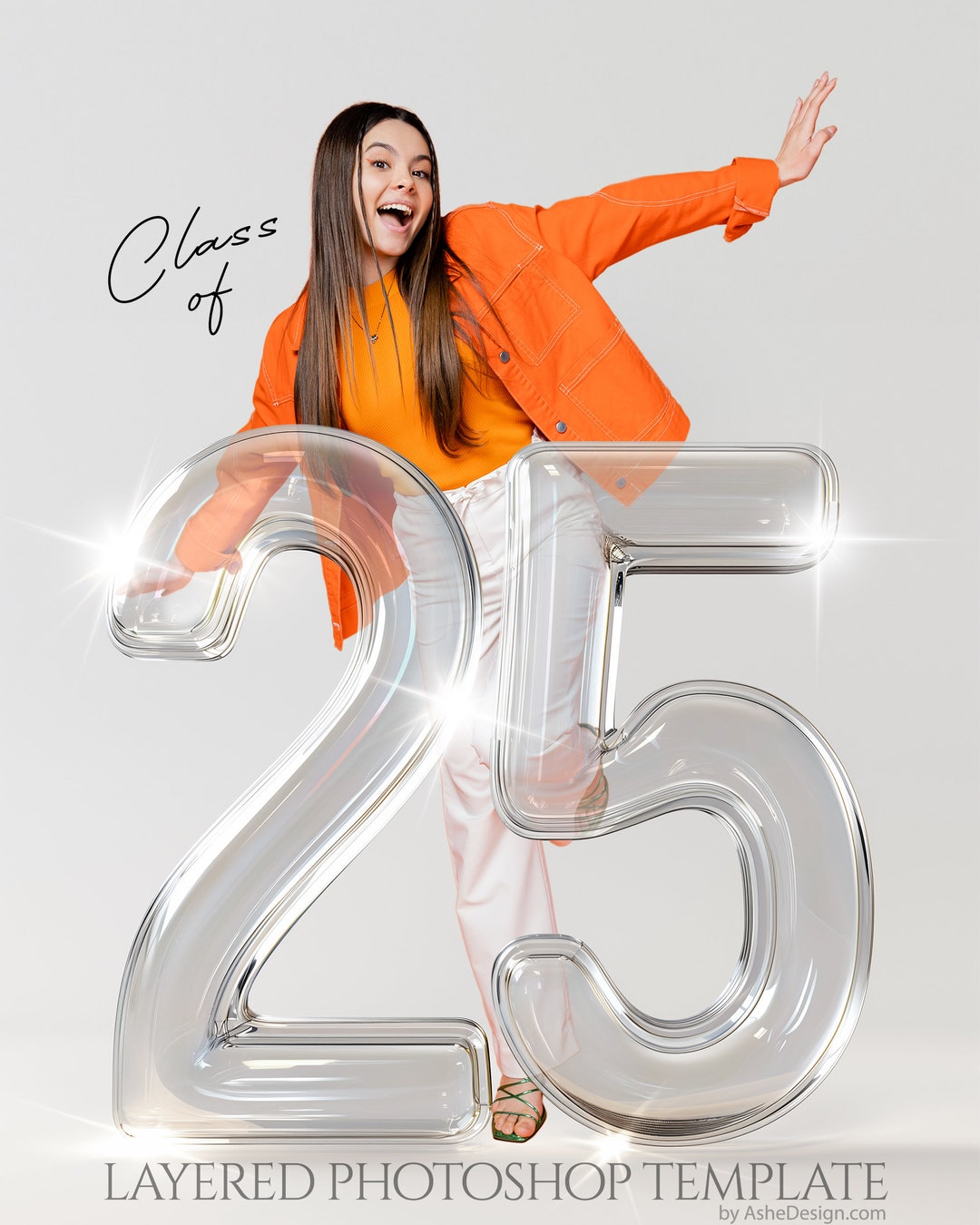 Crystal 2025 Digital Photography Backdrop, Photoshop Template, Senior ...