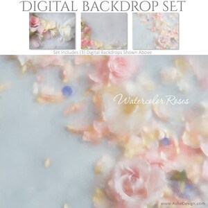 DIGITAL Photography Backdrop Set Watercolor Roses 3 16x20 Large ...