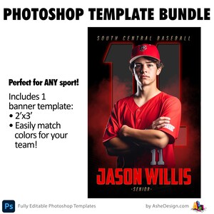 Photoshop Sports PSD Template Bundle Includes 2x3 Senior Banner, 8x10 ...