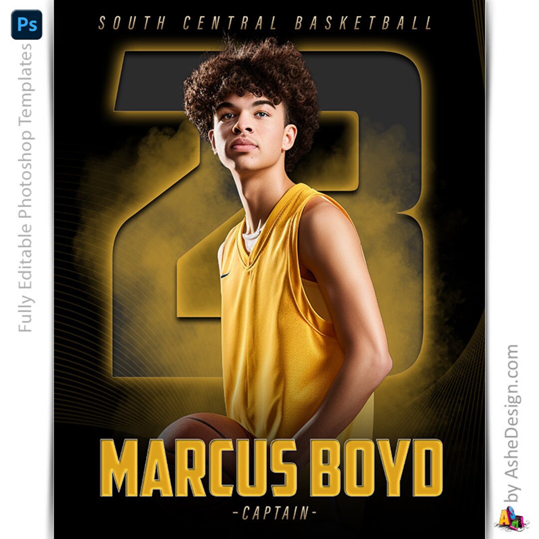 Photoshop Sports Poster Template, Digital Templates for Photoshop, PSD ...