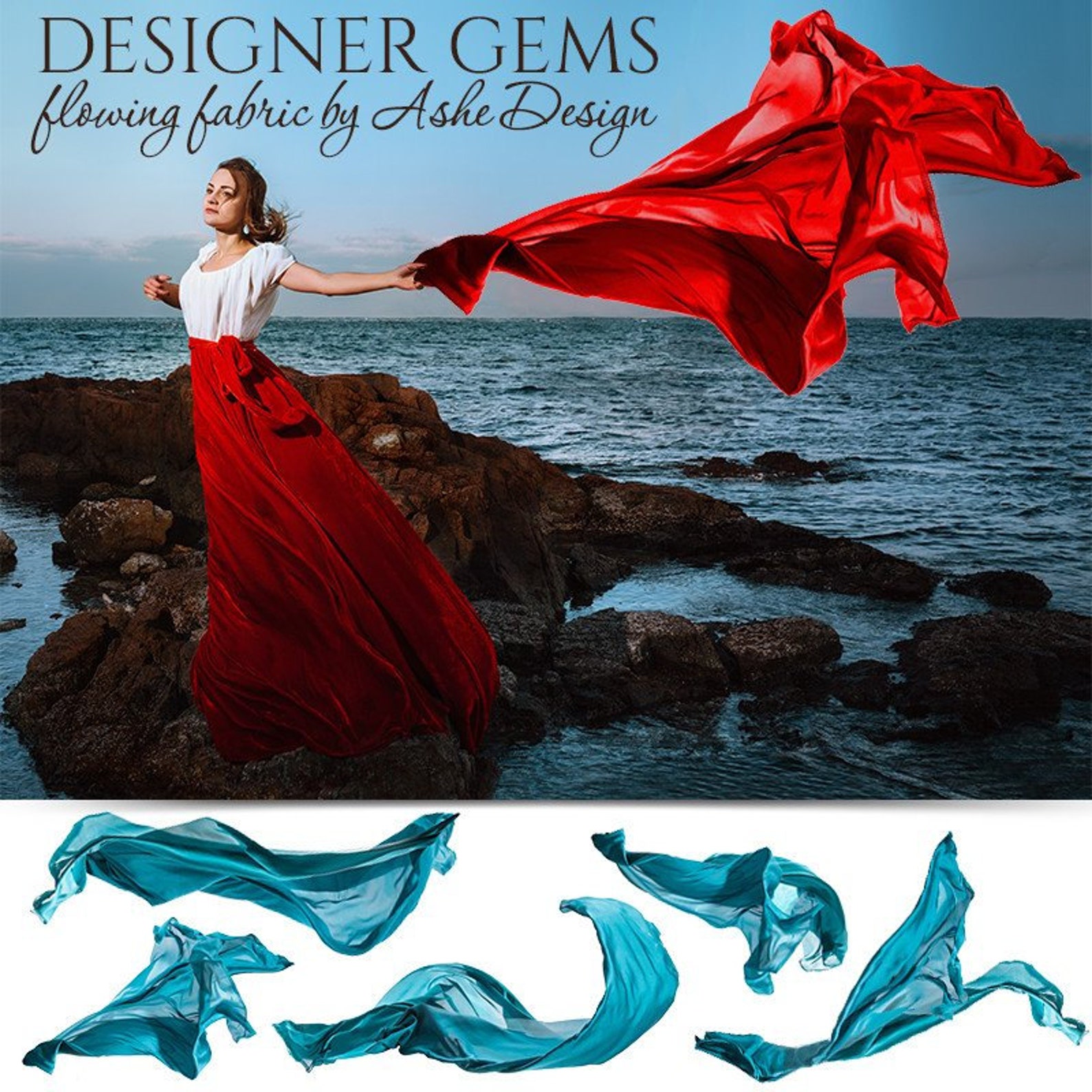 Designer Gems Flowing Fabric Overlays 5 Photoshop .png - Etsy