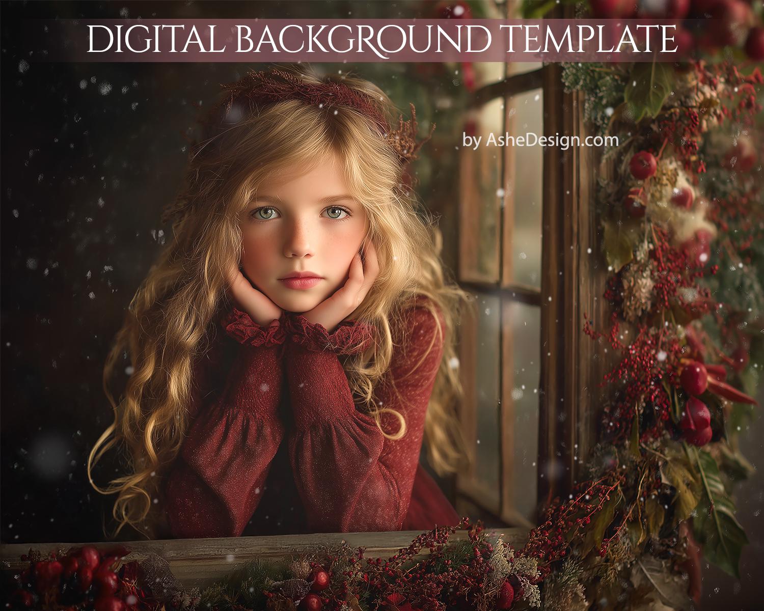Evergreen Window Digital-backdrop Photoshop Template, Studio Digital ...