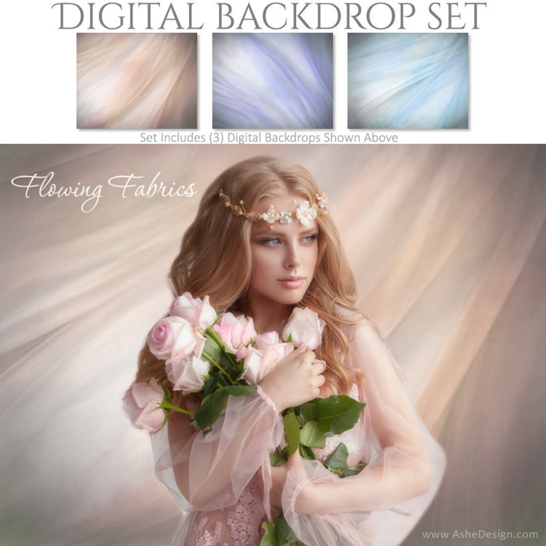 DIGITAL Photography Backdrop Set Flowing Fabrics 3 16x20 Large ...
