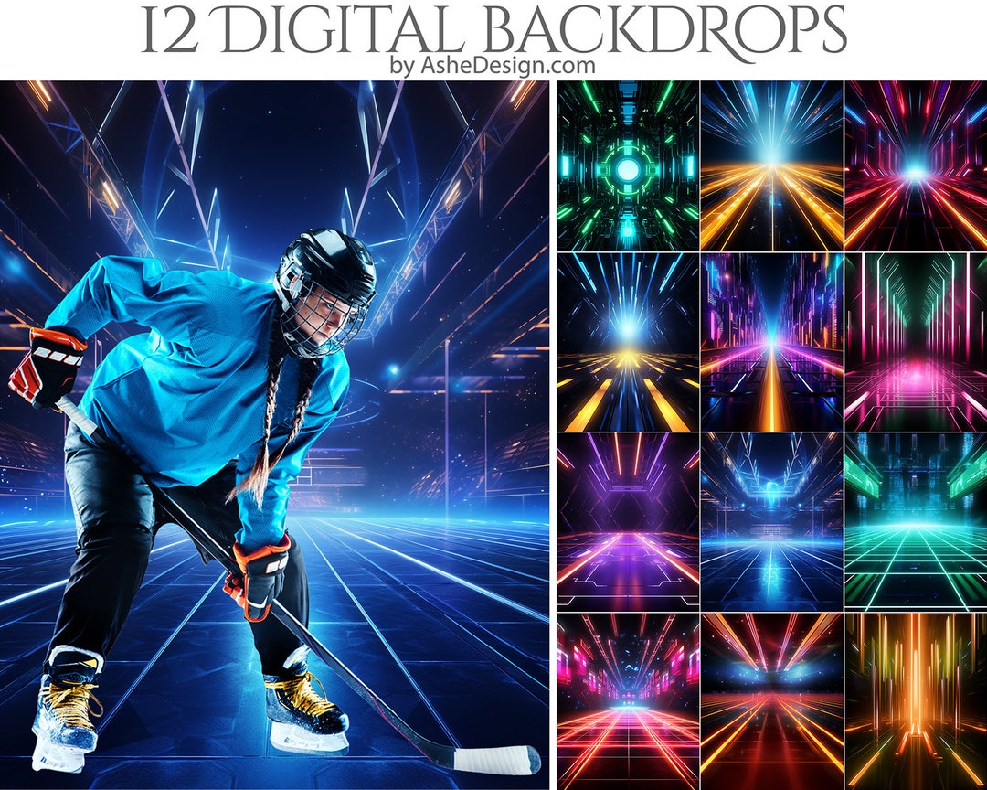 12 Futuristic Neon Digital Photography Backdrops, Photoshop Texture ...