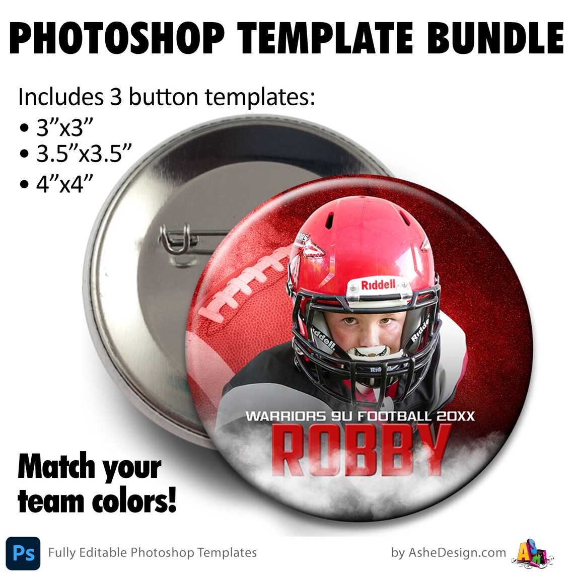 Photoshop Football PSD Template Bundle Includes 2x3 Senior Banner, 8x10 ...