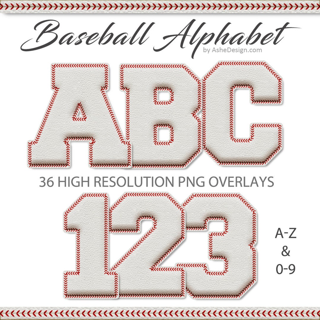 Baseball Stitch Alphabet PNG Letter Set, Baseball Lettering Clipart, 3D ...