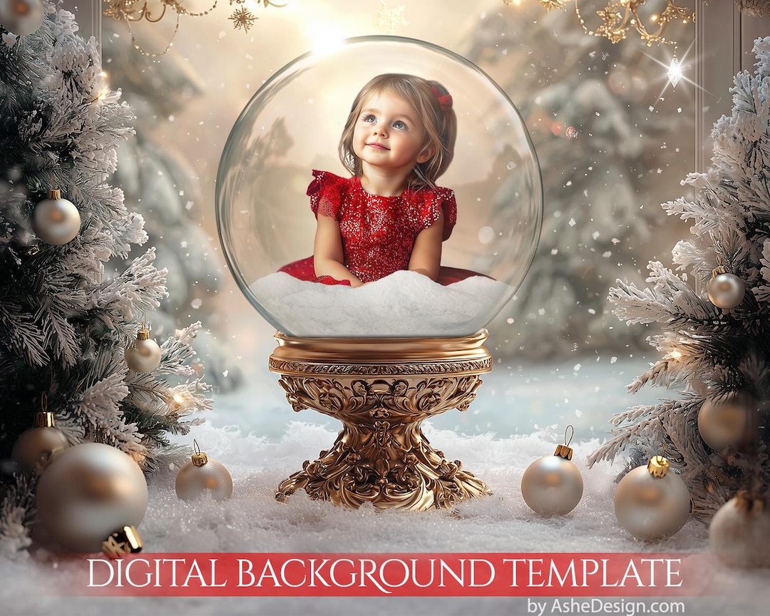 Winter Snow Globe Digital-backdrop Photoshop Template, Studio Digital ...