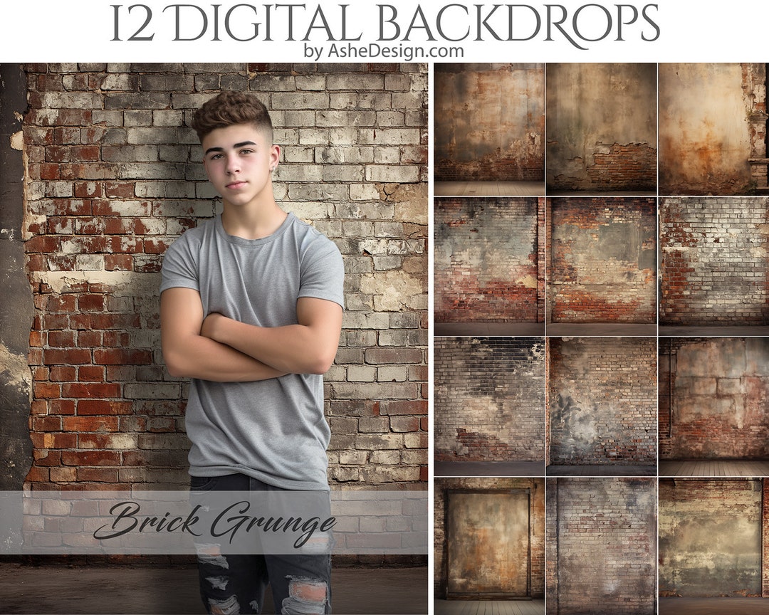 12 Vintage Brick Grunge Digital Photography Backdrops, Photoshop ...