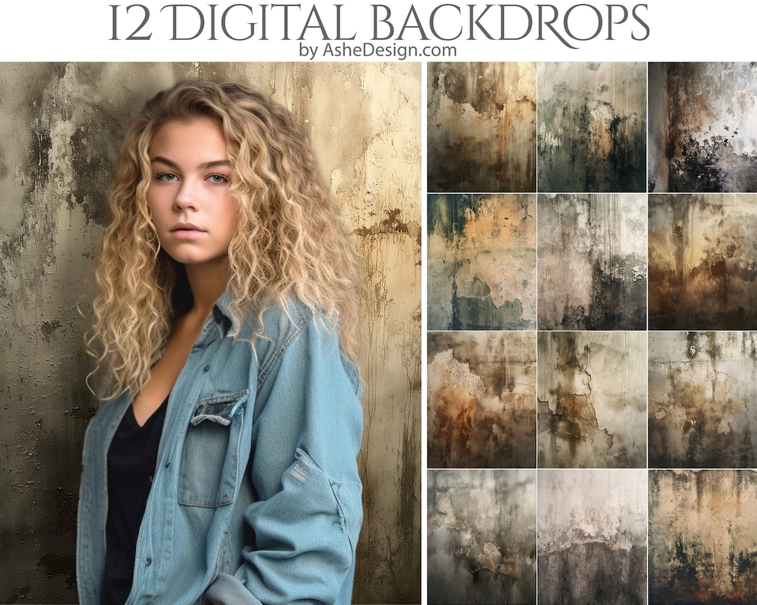 12 Urban Grunge Digital Photography Backdrops, Photoshop Overlays ...
