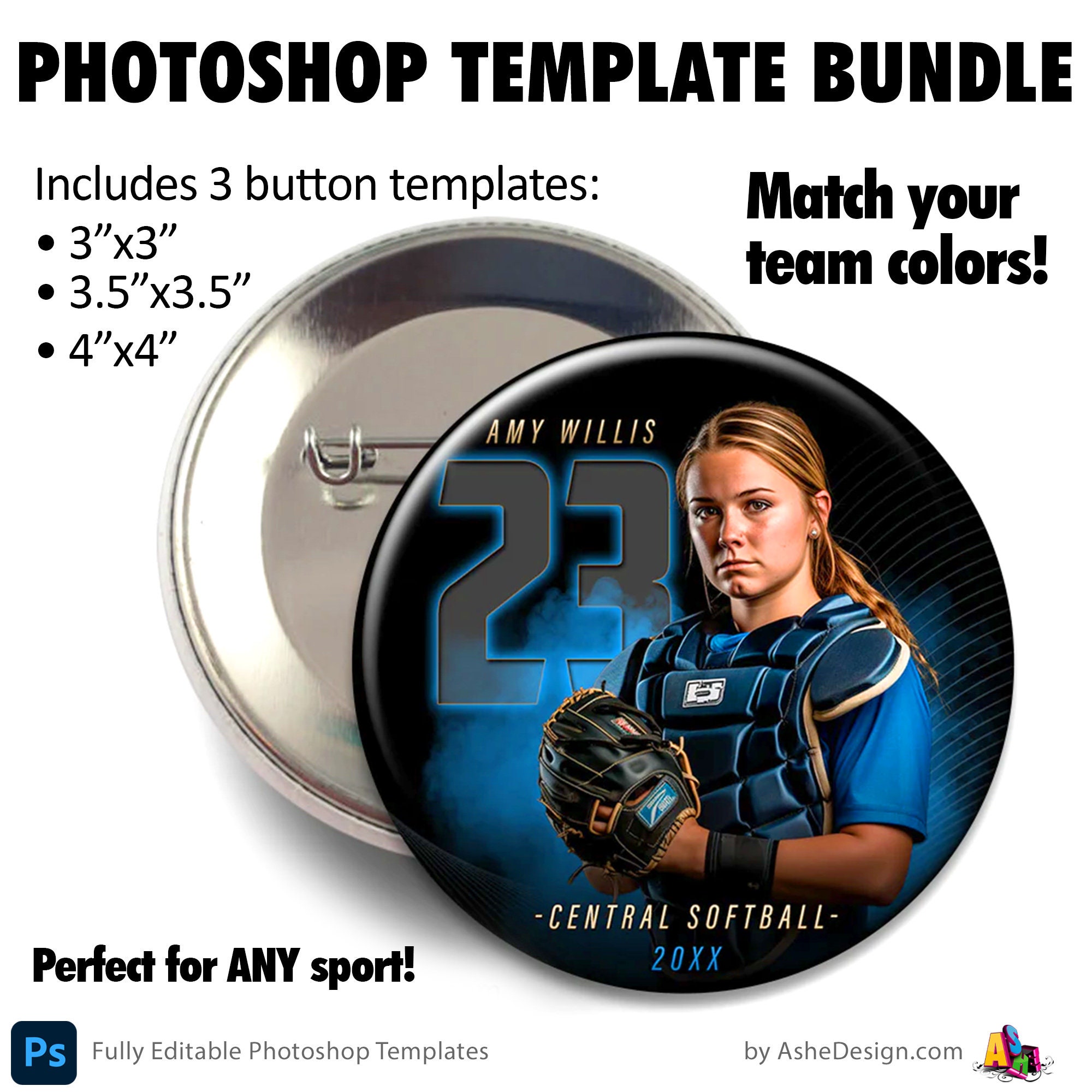 Photoshop Sports PSD Template Bundle Includes 2x3 Senior Banner, 8x10 ...