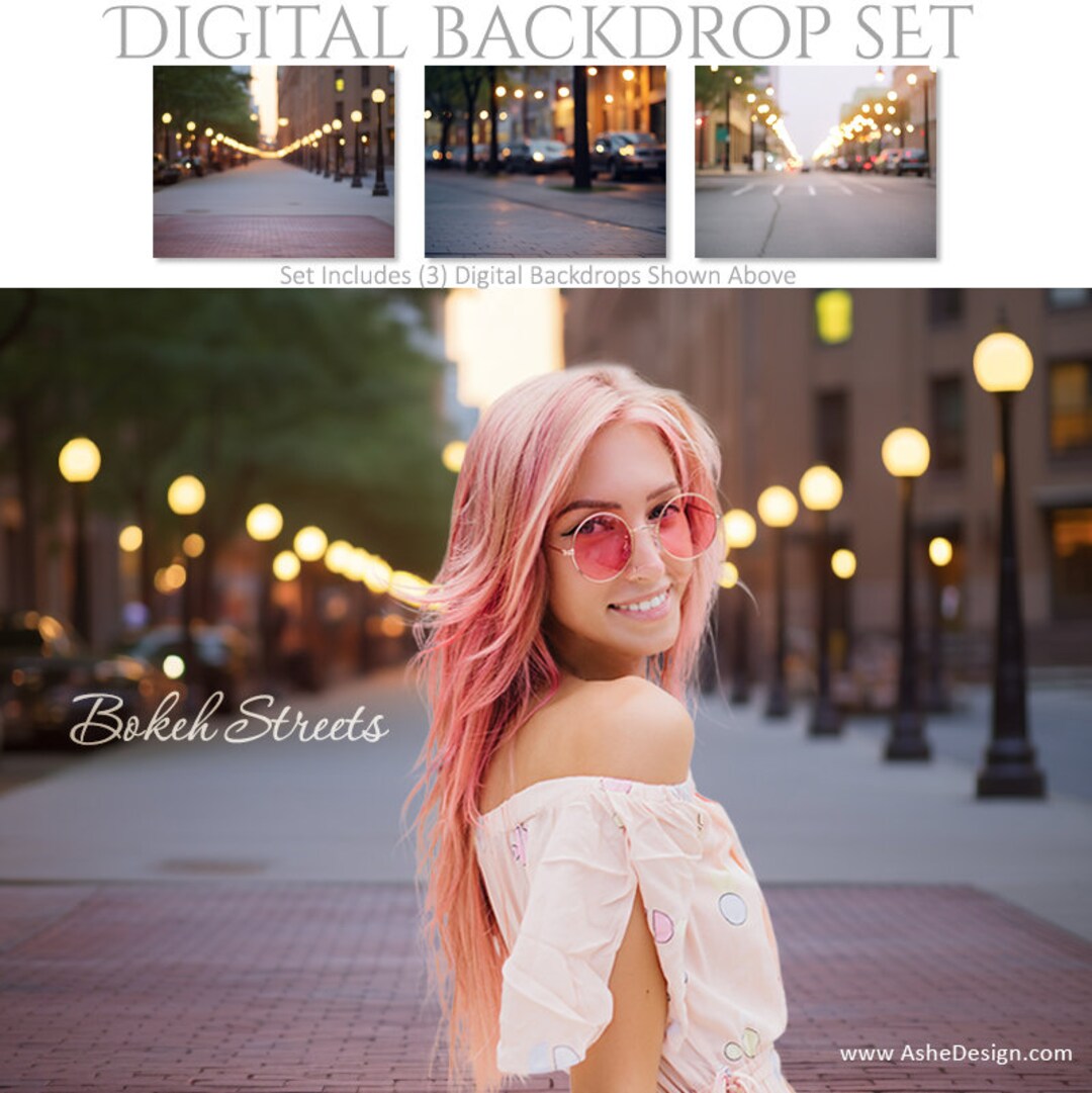 DIGITAL Photography Backdrop Set Bokeh Streets 3 16x20 Large Backdrops ...