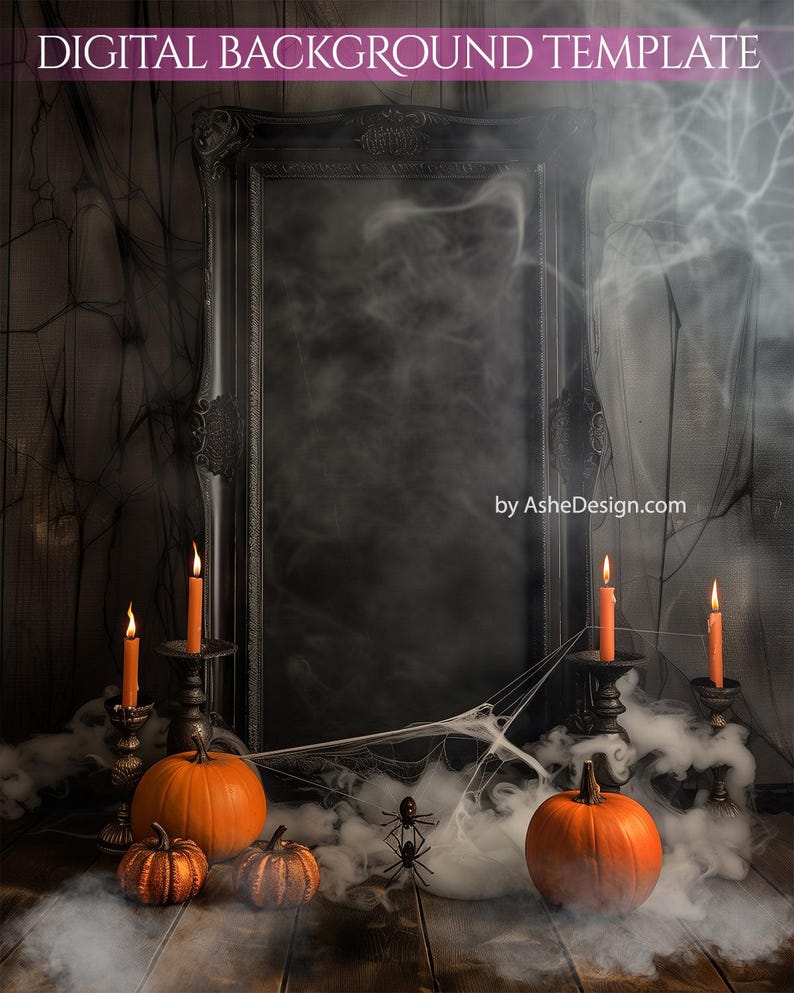 Spooky Halloween Digital-backdrop Photoshop Template, Studio Digital ...