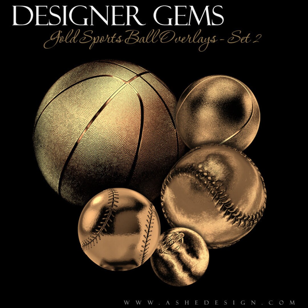 Photoshop Design Sports Photo Overlays GOLD Sports Balls Overlay Set 2 ...