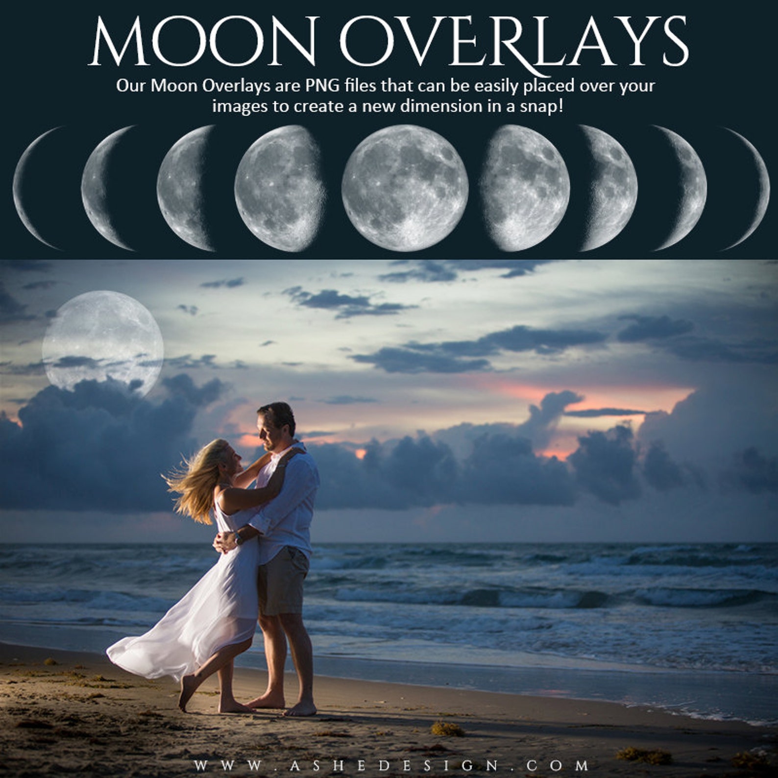 Designer Gems - MOON OVERLAYS - (9) Photoshop .png Files - Photography ...