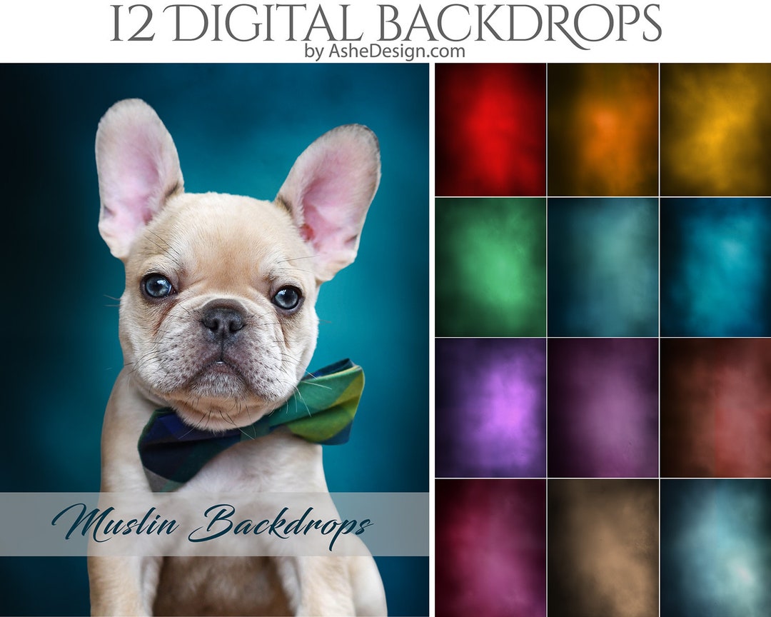 12 Muslin Digital Photography Backdrops, Photoshop Overlays, Studio ...