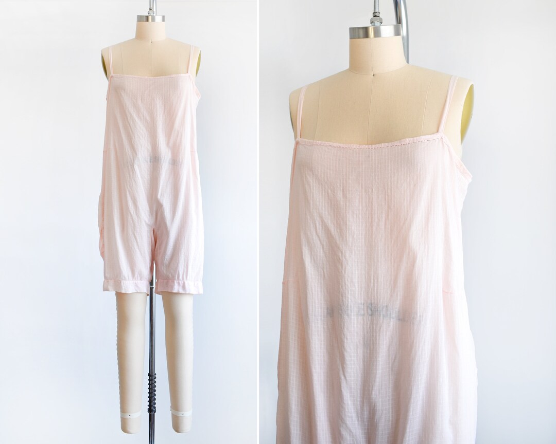 Vintage 1920s Pink Chemise Step In, 20s Kickernick Combinette Cotton ...