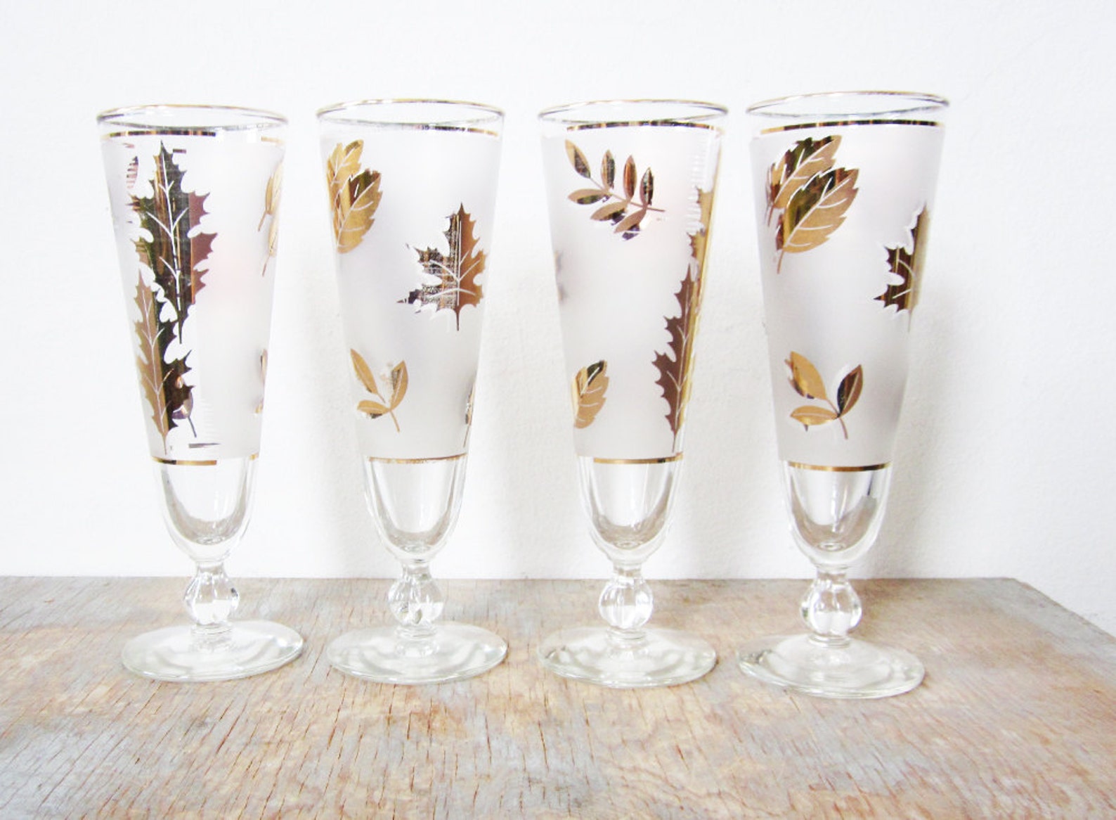Gold Leaf Libbey Pilsner Glasses Vintage 60s Gold Leaf Etsy