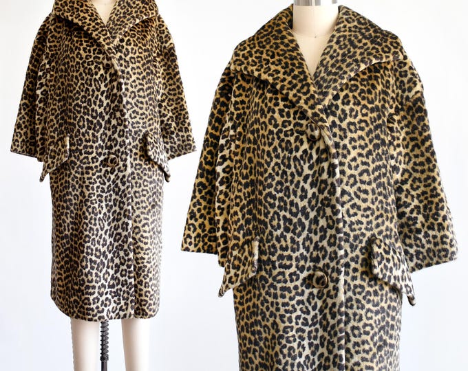 60s Leopard Print Coat, Vintage 1960s Faux Fur Animal Print Coat ...