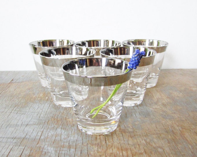 Silver Mad Men Rocks Glasses / 60s Silver Rimmed Rocks Glasses - Etsy