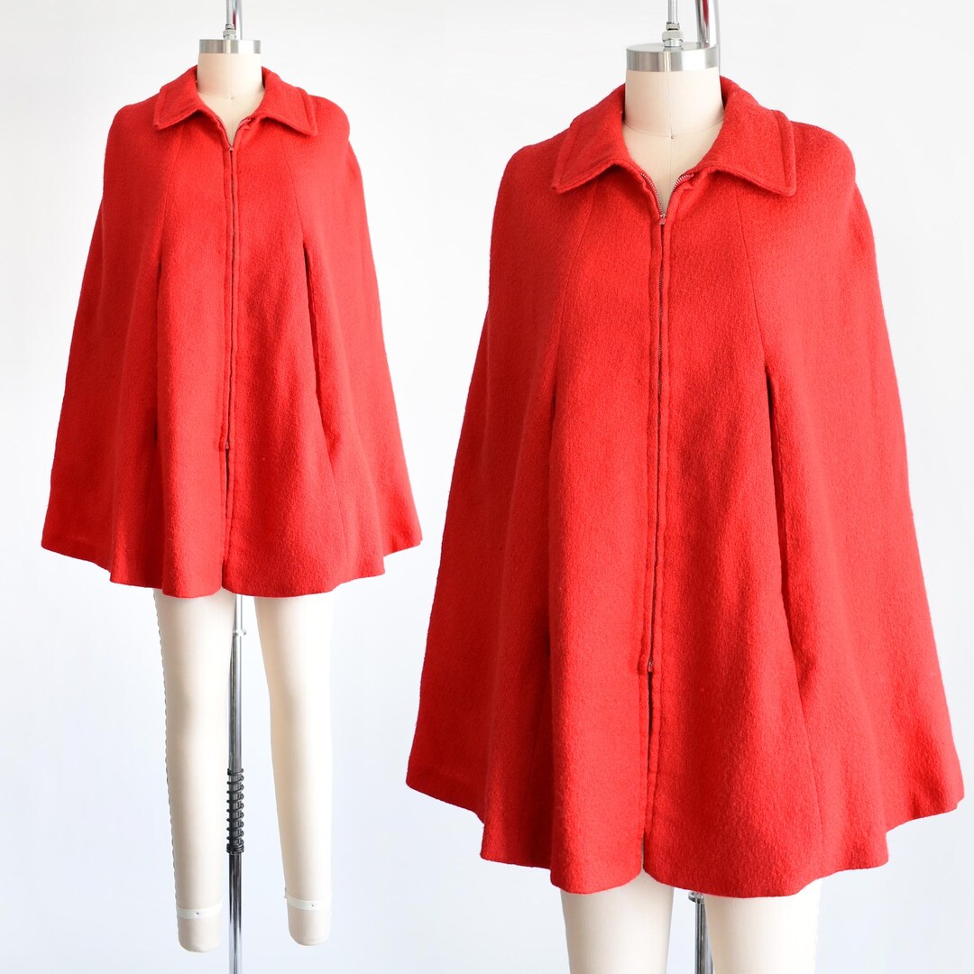 Vintage 1960s Red Wool Cape, Small to Medium - Etsy