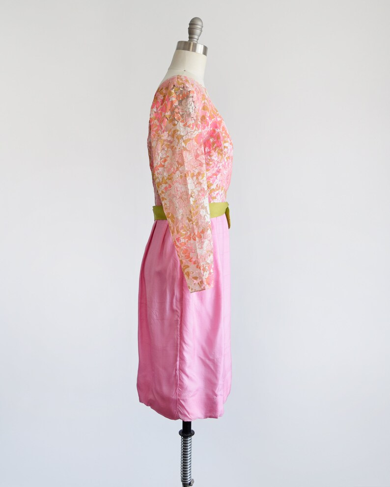 60s Pink Party Dress Vintage 1960s Dress Pink & Green Floral - Etsy