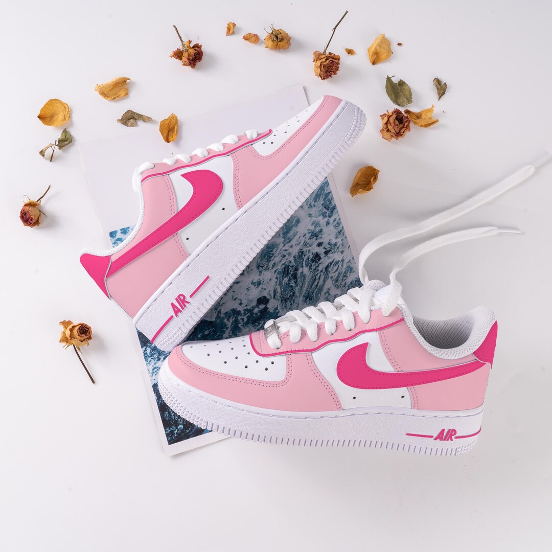 Custom Pink Air Force 1 Hand Painted Pink Sneakers Custom Colour Block ...