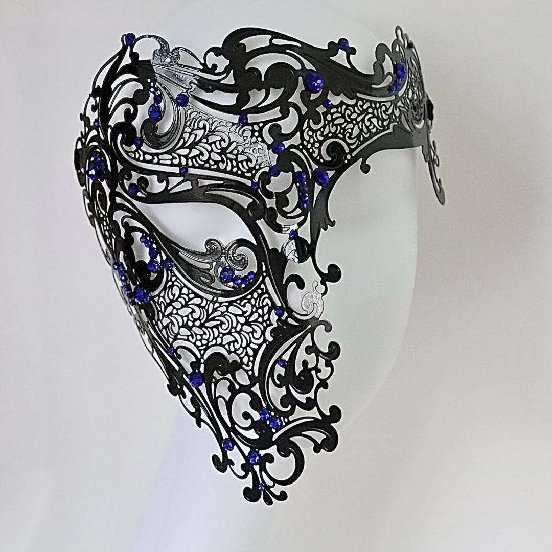 Venetian Masquerade Mask for Couples, Rhinestone Half Face Iron Prom ...