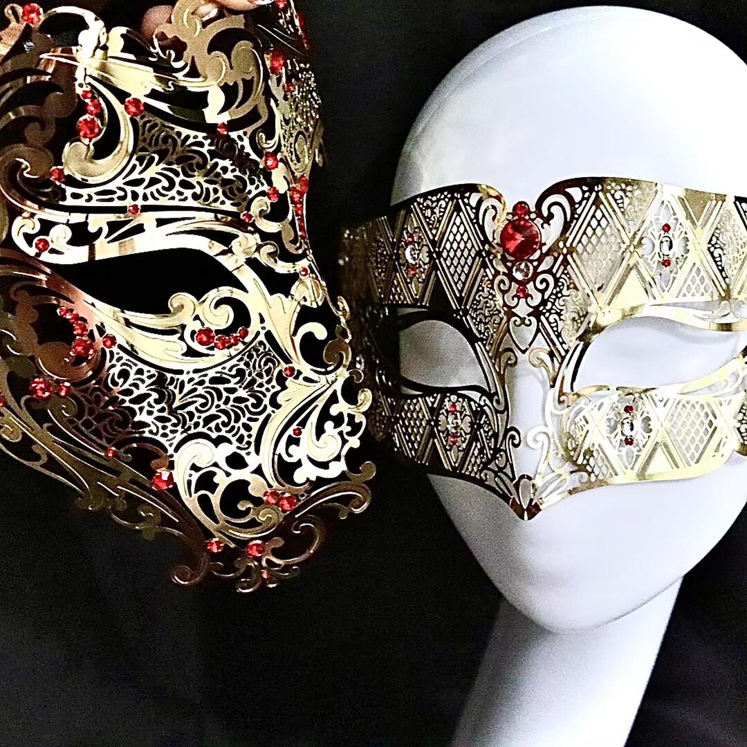 Venetian Metal Masquerade Mask, Couples Masquerade Masks, Prom Half ...