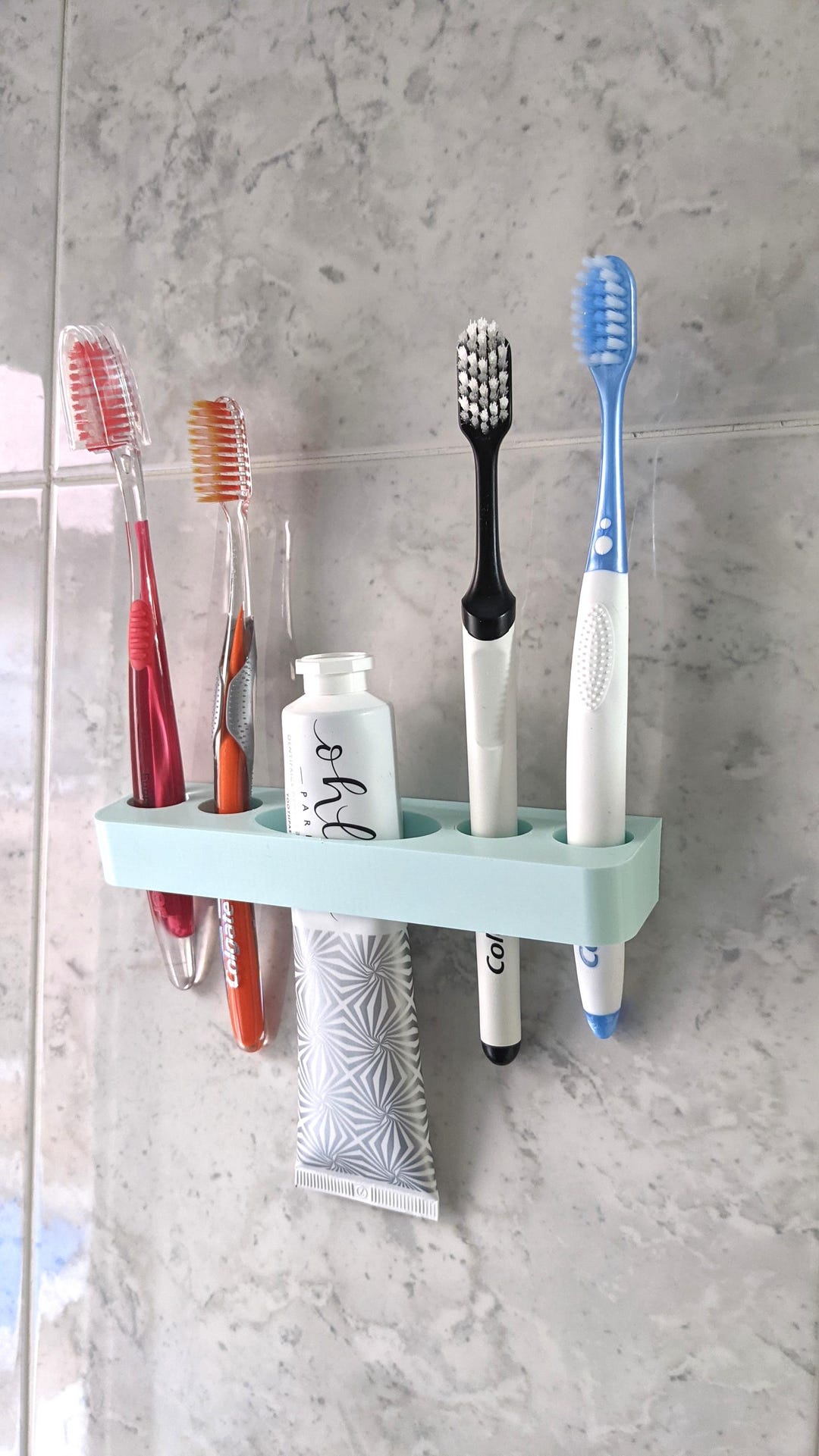 Toothbrush and Toothpaste Holder. Wall Mounted Without Screws. - Etsy